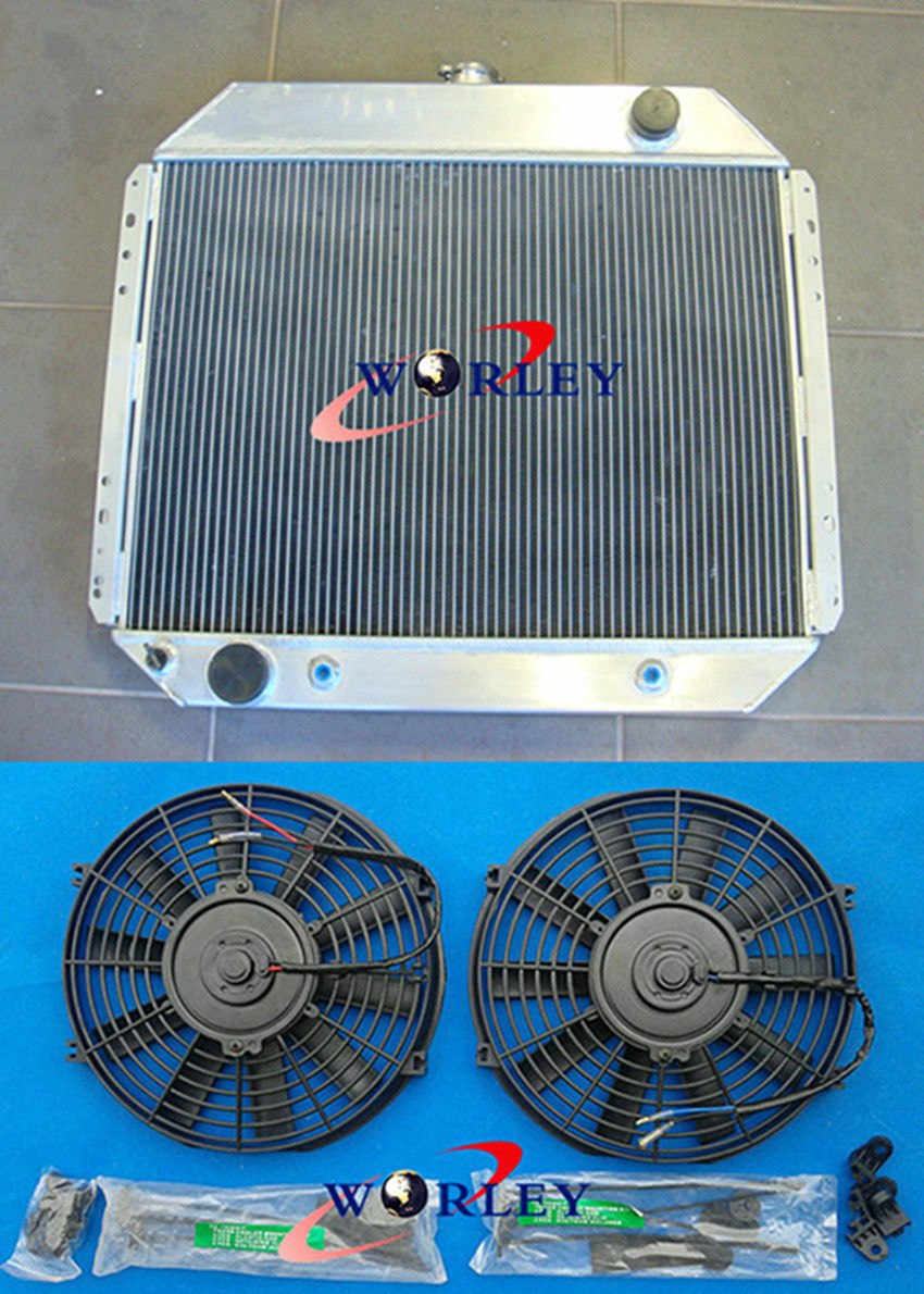 3 core aluminum radiator + fans for FORD F100 F250 F350 Bronco V8 1967 ...