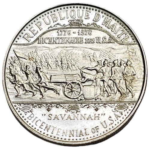 Unc 1974 HAITI 25 Gourde Silver Proof Coin Savannah 200 Years U.S ...