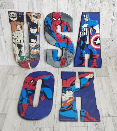 Marvel & DC Comics Tin letters Retro Superhero Initial Wall Decor | eBay