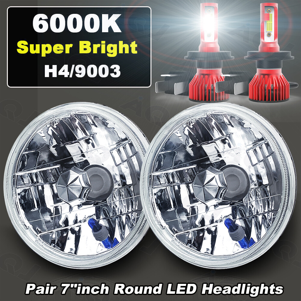 For Plymouth Barracuda Cuda Duster 340 7" LED Round Headlights Hi/Lo ...