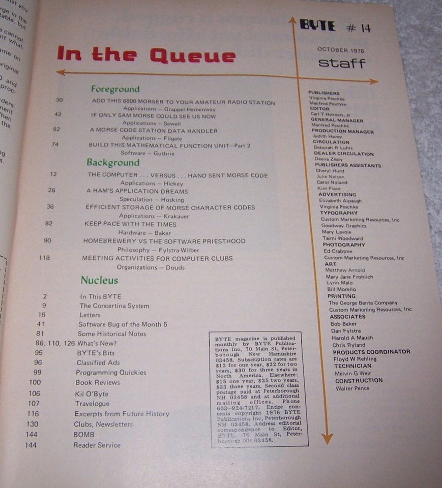 Byte The Small Systems Journal Magazine October 1976 Issue Number 14 | eBay