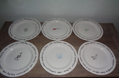 6 POTTERY BARN Bar Lingo Salad Plates#2 | eBay