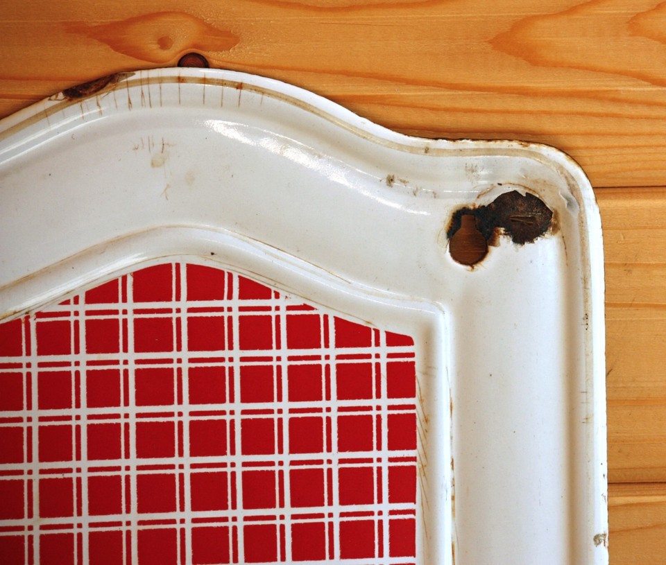 Vintage 50cm French Enamel Kitchen Rack - Utensil Holder Drip Tray ...