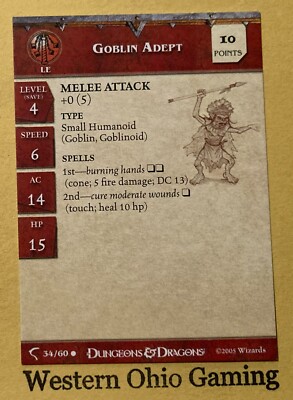 D&D Miniatures Goblin Adept #34 STAT CARD ONLY USED Deathknell | eBay