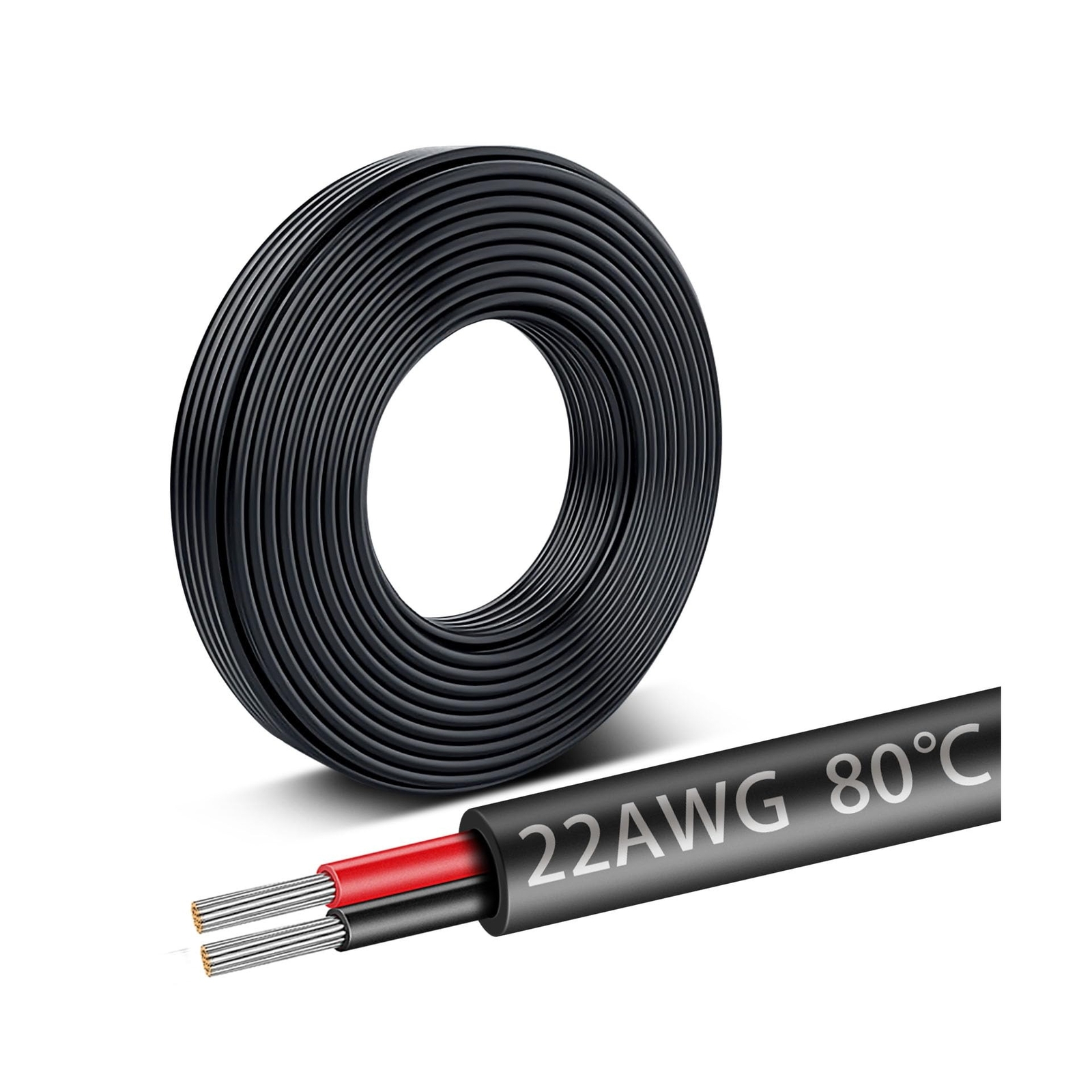 22 Gauge 2 Conductor Wire, 2 Pin 98FT/30M Red Black Flexible Electric ...