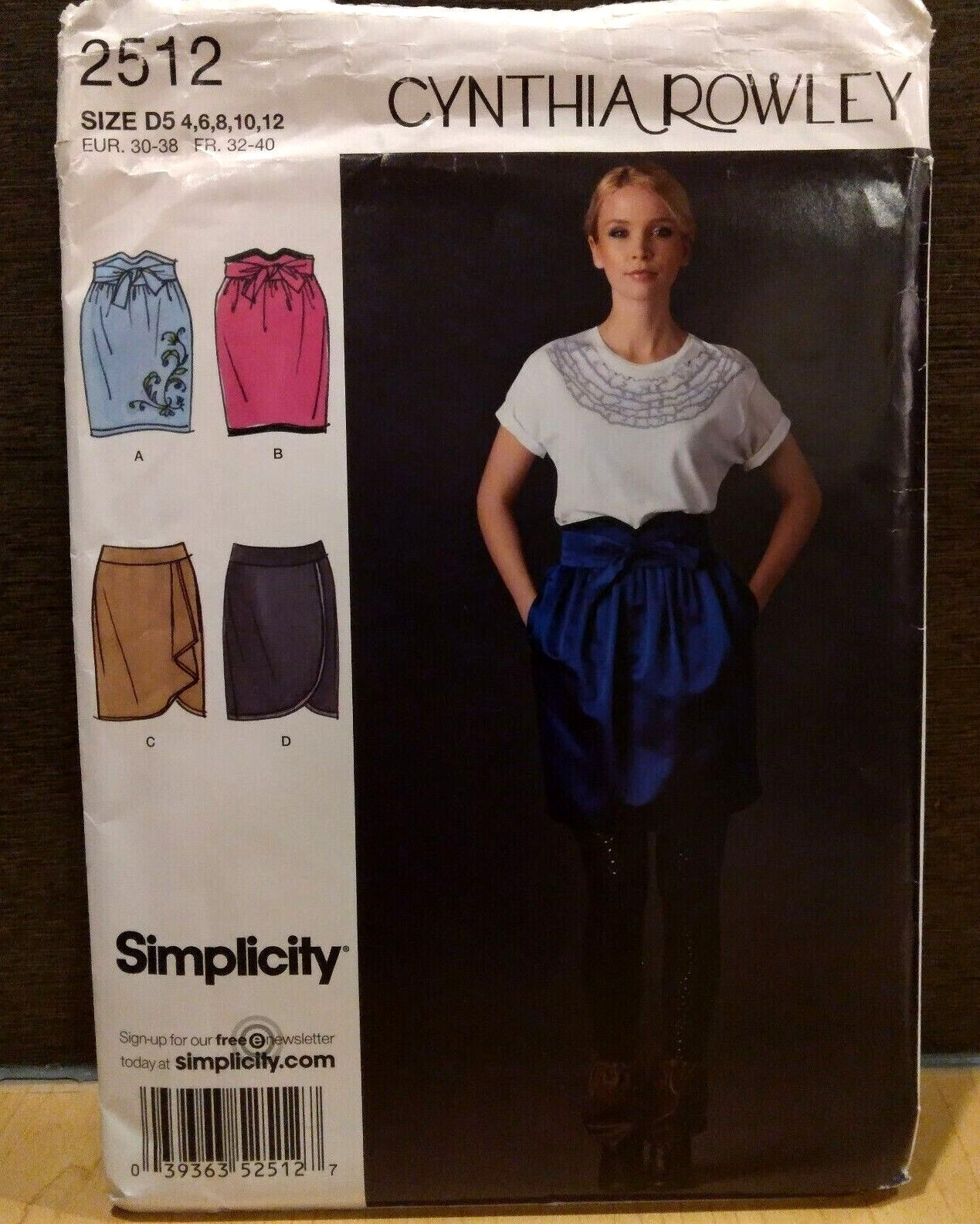 Simplicity Cynthia Rowley Sewing Pattern 2512 D5 Misses' Skirts Size 4 ...
