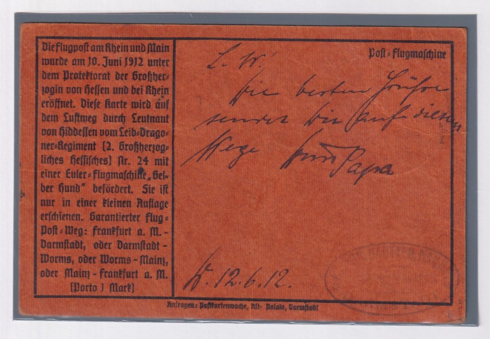 1912 Germany Reich: P. A.to The And Back Less 1M. Su 10pf. ( N° IV ...