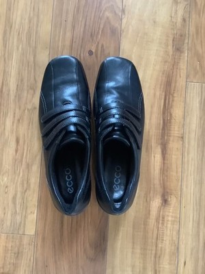 Ecco Light Women Black Leather Slip On 3 Strap Sneaker Shoe EU 38 US 7/ ...