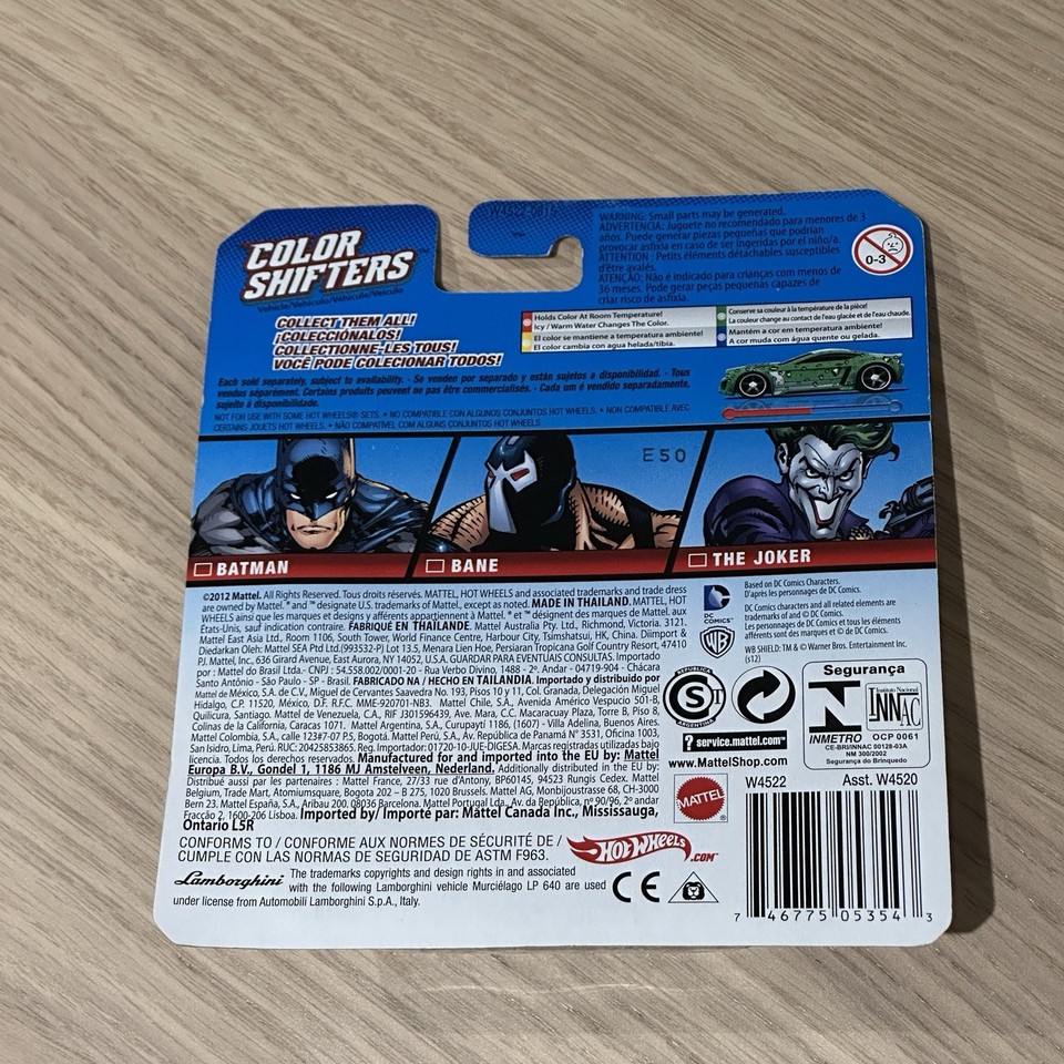 2012 Hot Wheels DC Color Shifters Batman Lamborghini Murcielago CANADA ...