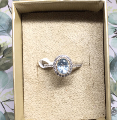 JTV Oval Sky Blue Topaz Rhodium Over Silver Ring 1.4CTW - SZ 8 NIB | eBay