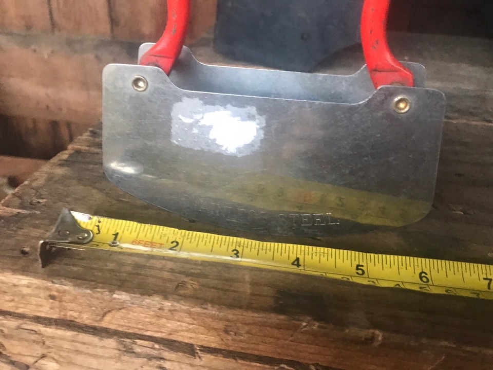 Red Handle Metal Double Chopper Stainless Blade Industrial Style | eBay