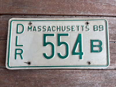1989 Massachusetts Dealer DLR License Plate 554 B | eBay