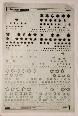 Letraset REGULAR STARS 2448 _lettres chiffres caractères transfert typo ...