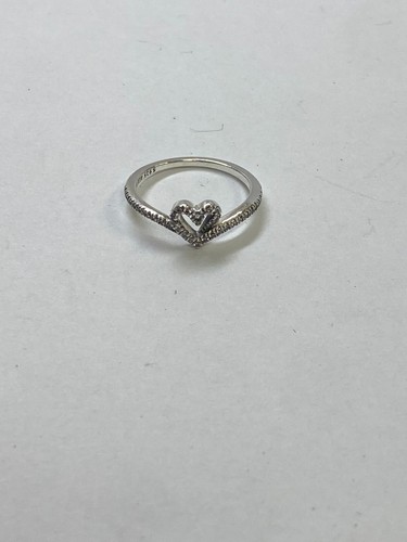 Pandora Ale 925 Sparkling Silver Wishbone Heart Ring Size 54 PRELOVED ...