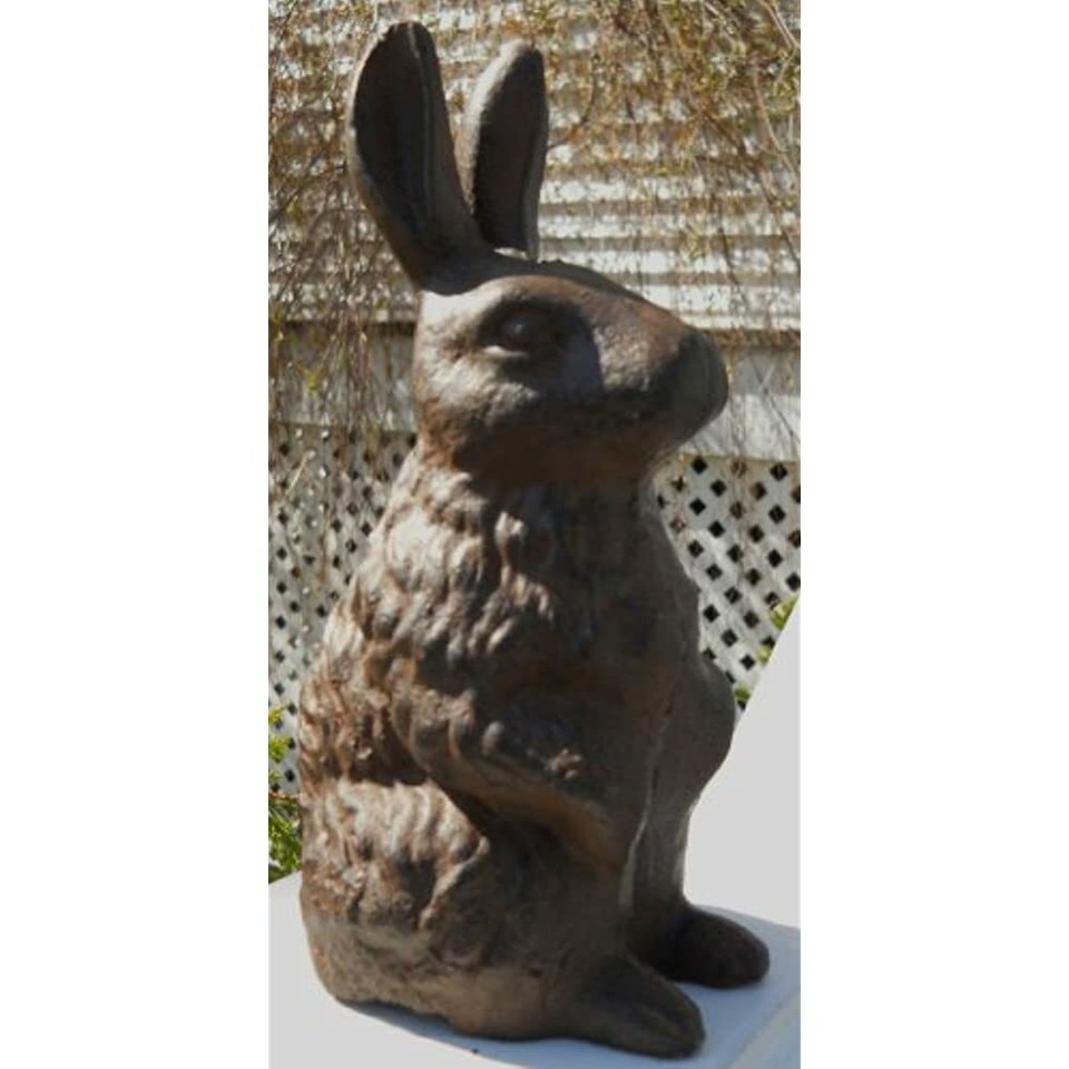 Cast Iron Standing Rabbit Garden Figure Outdoor Statues & | eBay