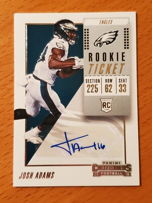 2018 Contenders #200 Josh Adams Notre Dame Eagles Rookie RB Auto ...