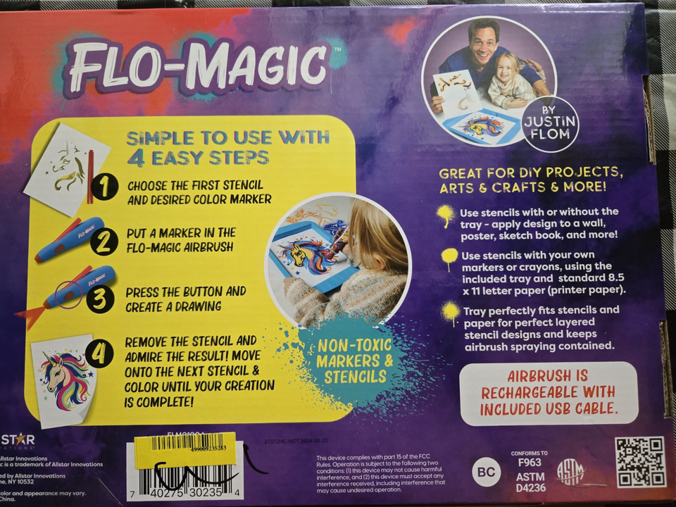 Flo-Magic Kids Enchanted Series Airbrush Marker Kit Stencils 25-Piece ...