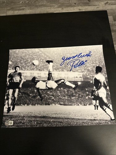 Pele Signed 11x14 Photo Spotlight Soccer Kick - Autographed BAS Beckett ...