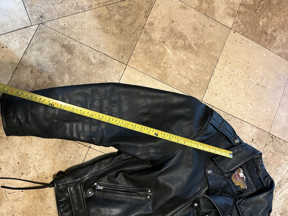 Vintage Harley Davidson Cruiser Jacket Leather Black Embossed Eagle XL ...