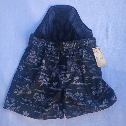 OP Swim Trunks Men's L 36-38 Black Island Floral Lined Elastic Waist 18 ...