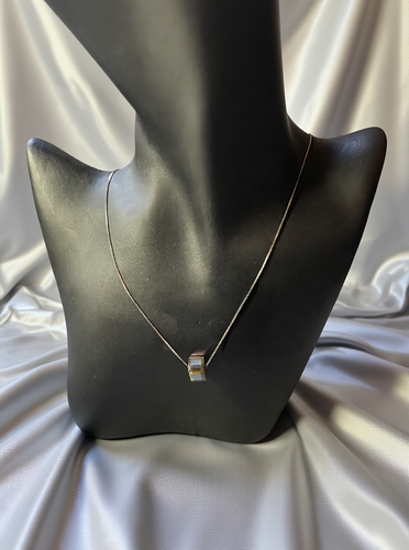 Crystal Square Pendant 925 Silver Necklace Chain Womens Jewellery | eBay