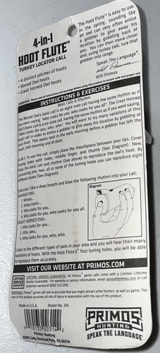 Primos Hunting Hoot Flute Turkey Locator Call Barred, Great Horned Owl ...