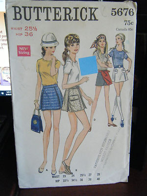 Vintage Butterick 5676 Misses Pantskirts Pattern - Waist 25 1/2 Hip 36 ...