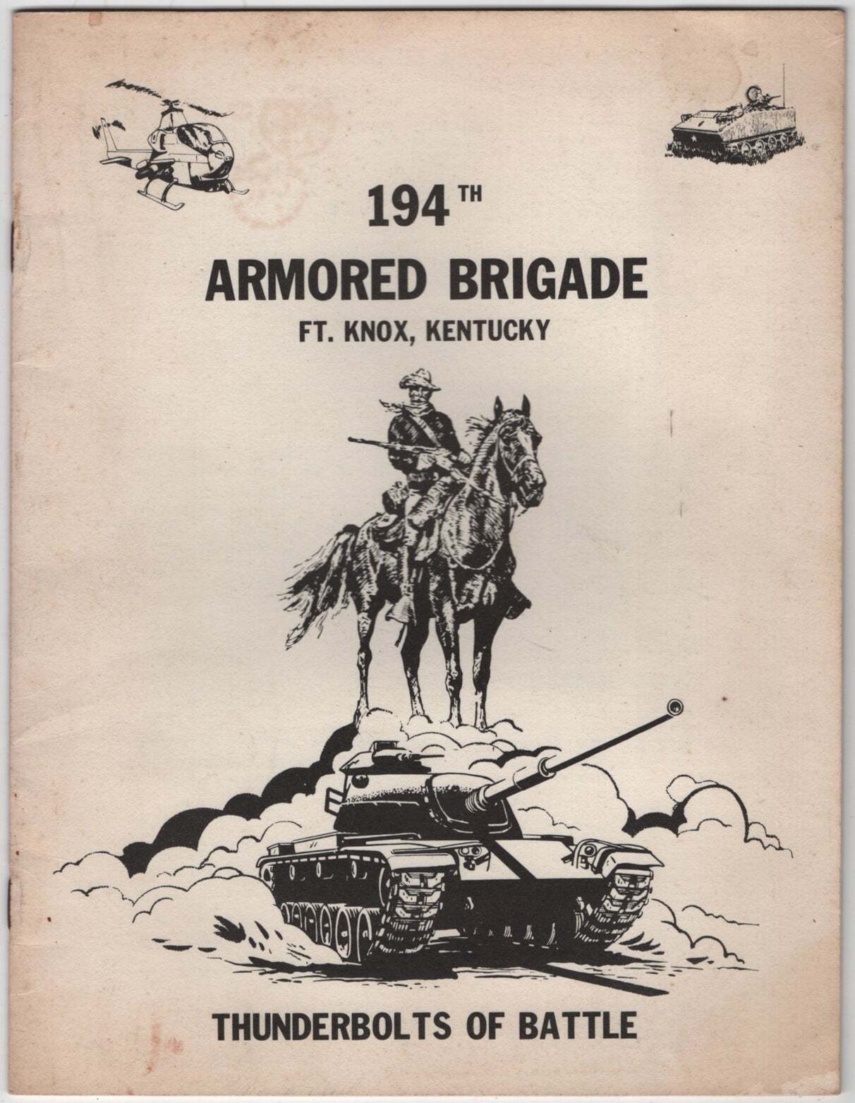 194th Armored Brigade Ft Knox Kentucky Thunderbolts of Battle / 1972 | eBay