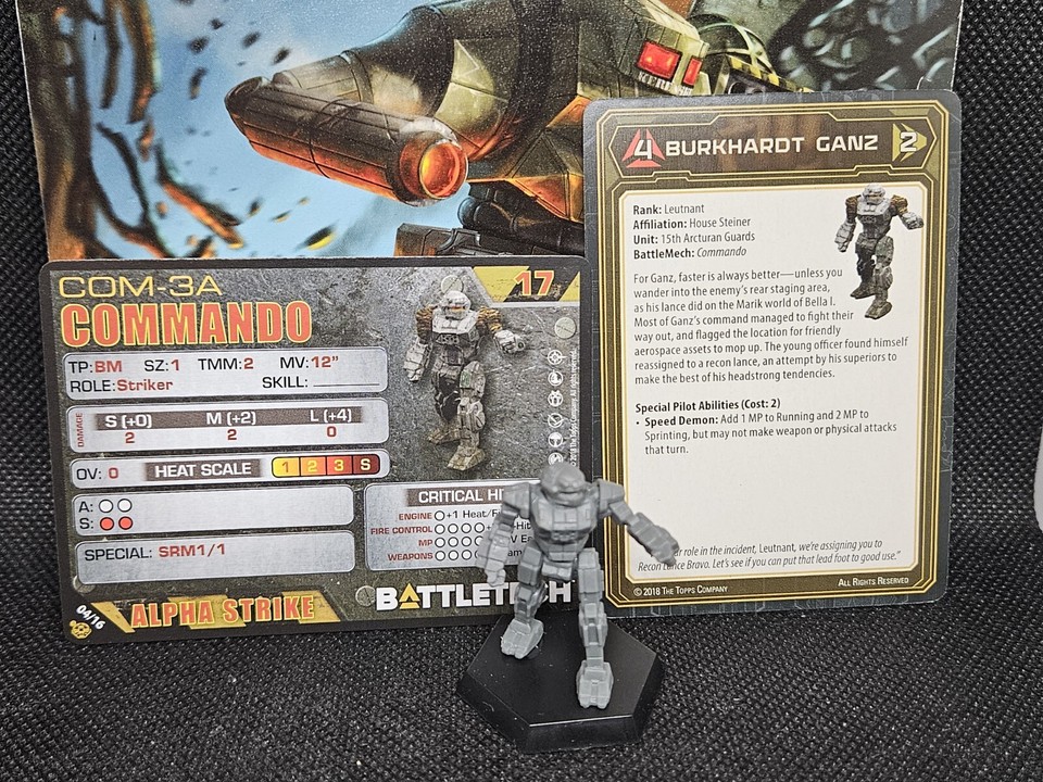 Battletech Miniatures Commando + Pilot, Mech Cards A Game of Armored ...