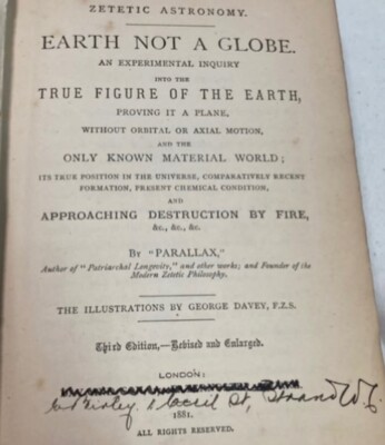 Zetetic Astronomy- Earth Not a Globe by Parallax (Third Edition 1881 ...
