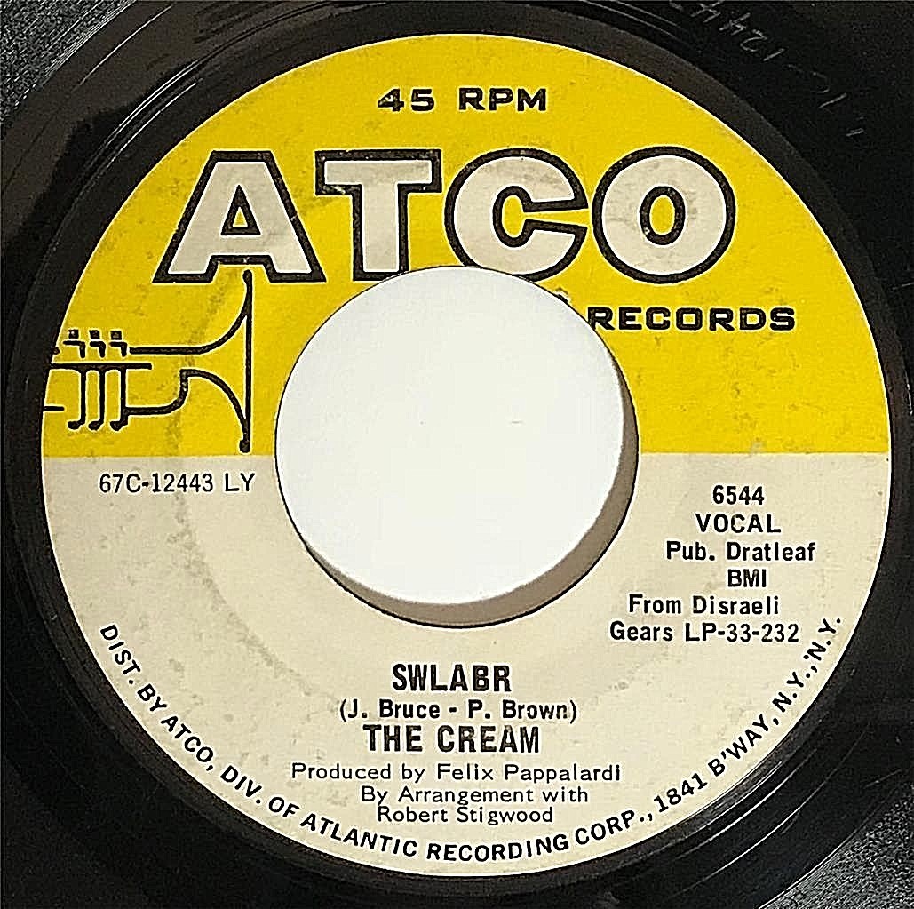 THE CREAM "Sunshine of Your Love / SWLABR" 7" 45 RPM Single - 1968 ATCO ...
