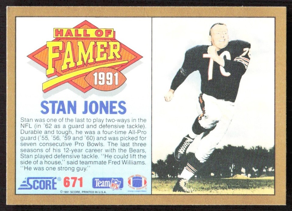 1991 2920A Score Stan Jones Chicago Bears #671 | eBay
