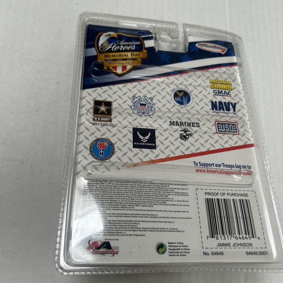 Car 1:64 Diecast NASCAR 2007 Jimmie Johnson Power of Pride Memorial Day ...