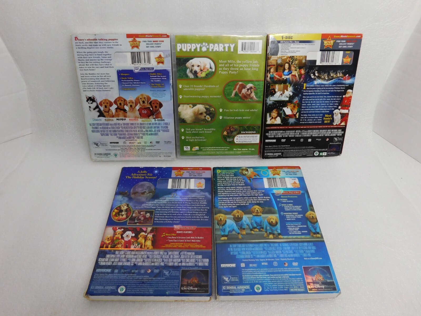 Lot of 5 DVD Dog Movies (4 Disney 1 Ncircle) Santa Space Snow Buddies ...