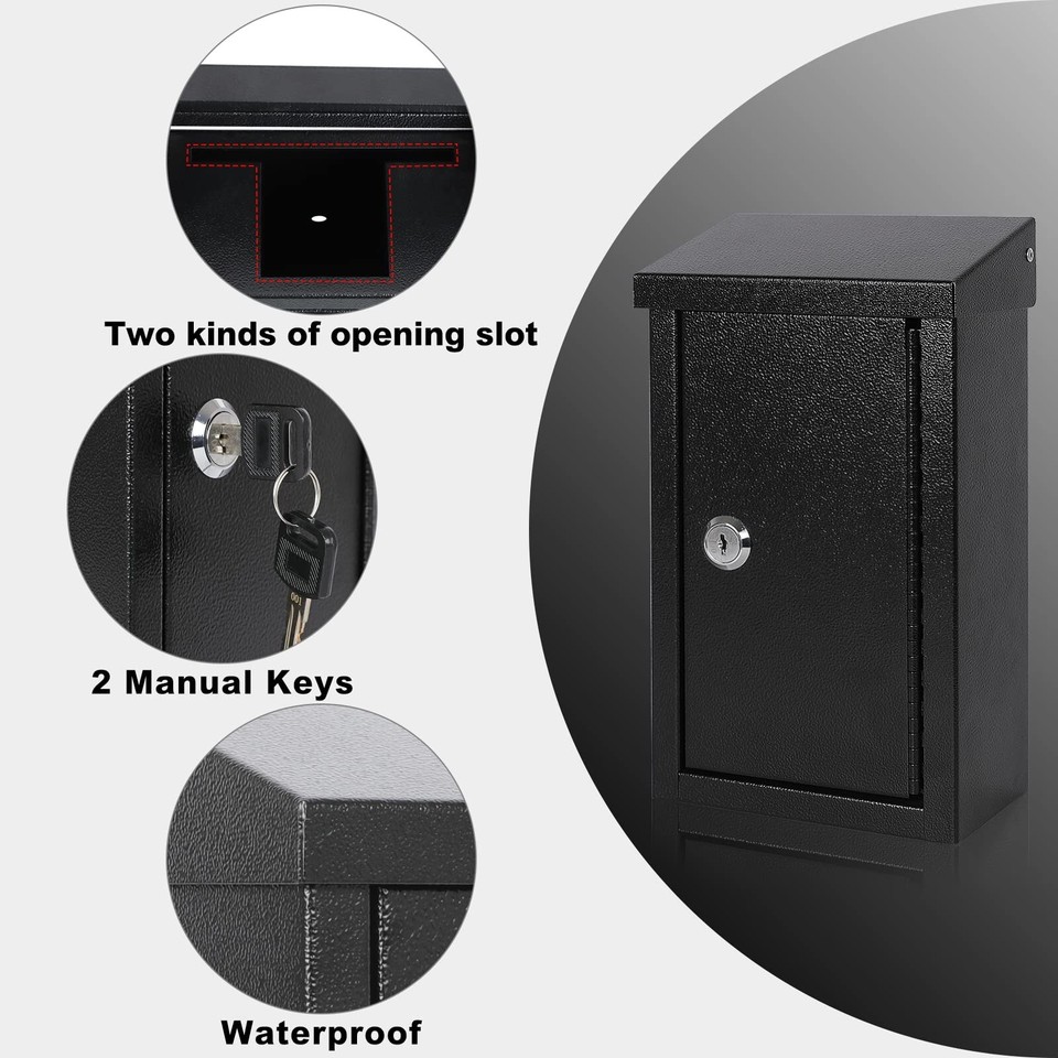 xydled Wall-Mounted Key Drop Box with Key Lock, Metal Mailbox, Indoor ...