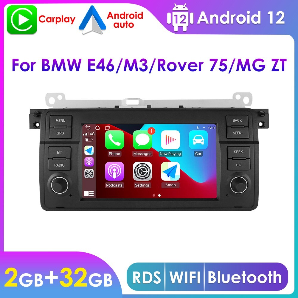 Android 12 Carplay Car Stereo Radio GPS For BMW E46 M3 318i 320i 325i ...