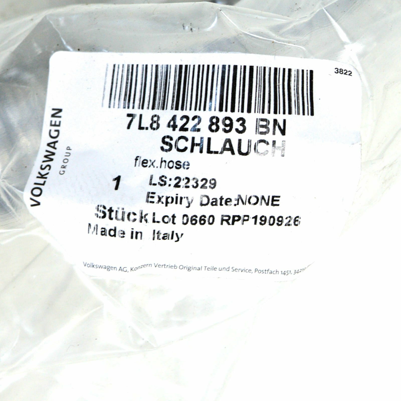 Audi Q7 4L Pressure Expansion Pump Hose LHD 7L8422893BN NEW GENUINE ...