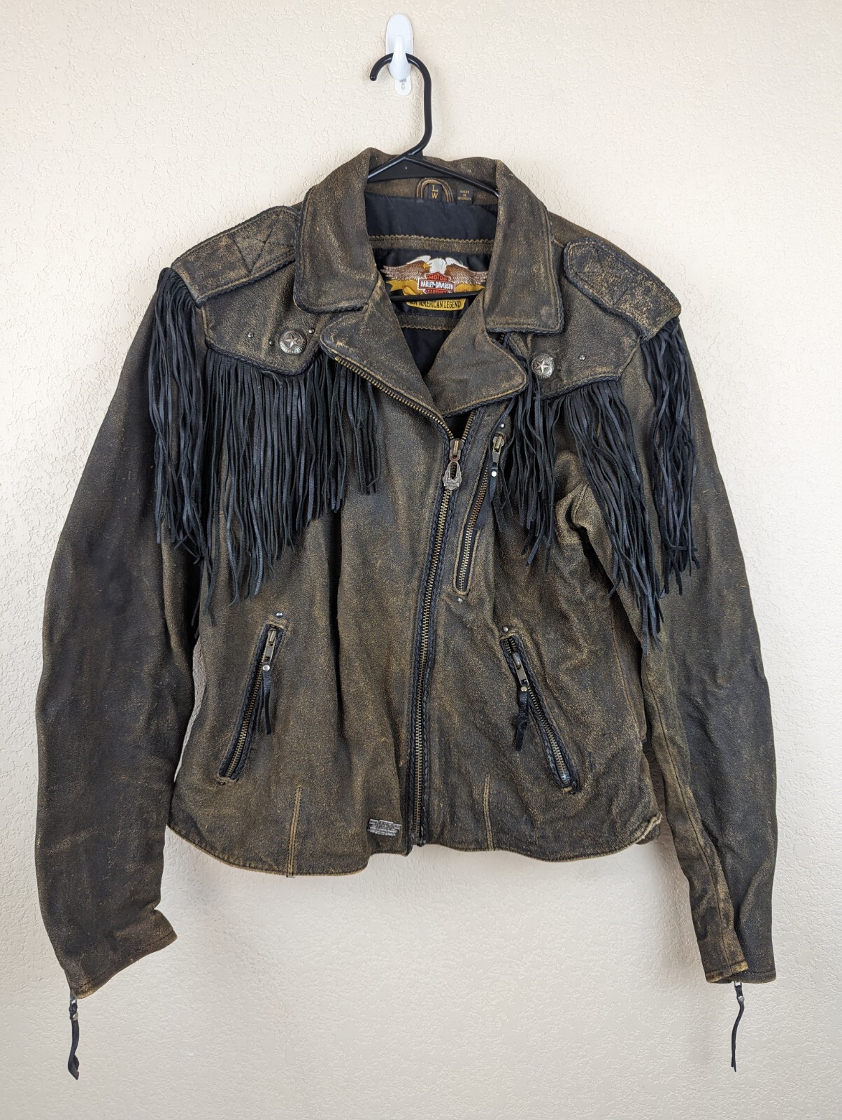 Harley Davidson Women Brown Leather Fringe Jacket Billings Western ...