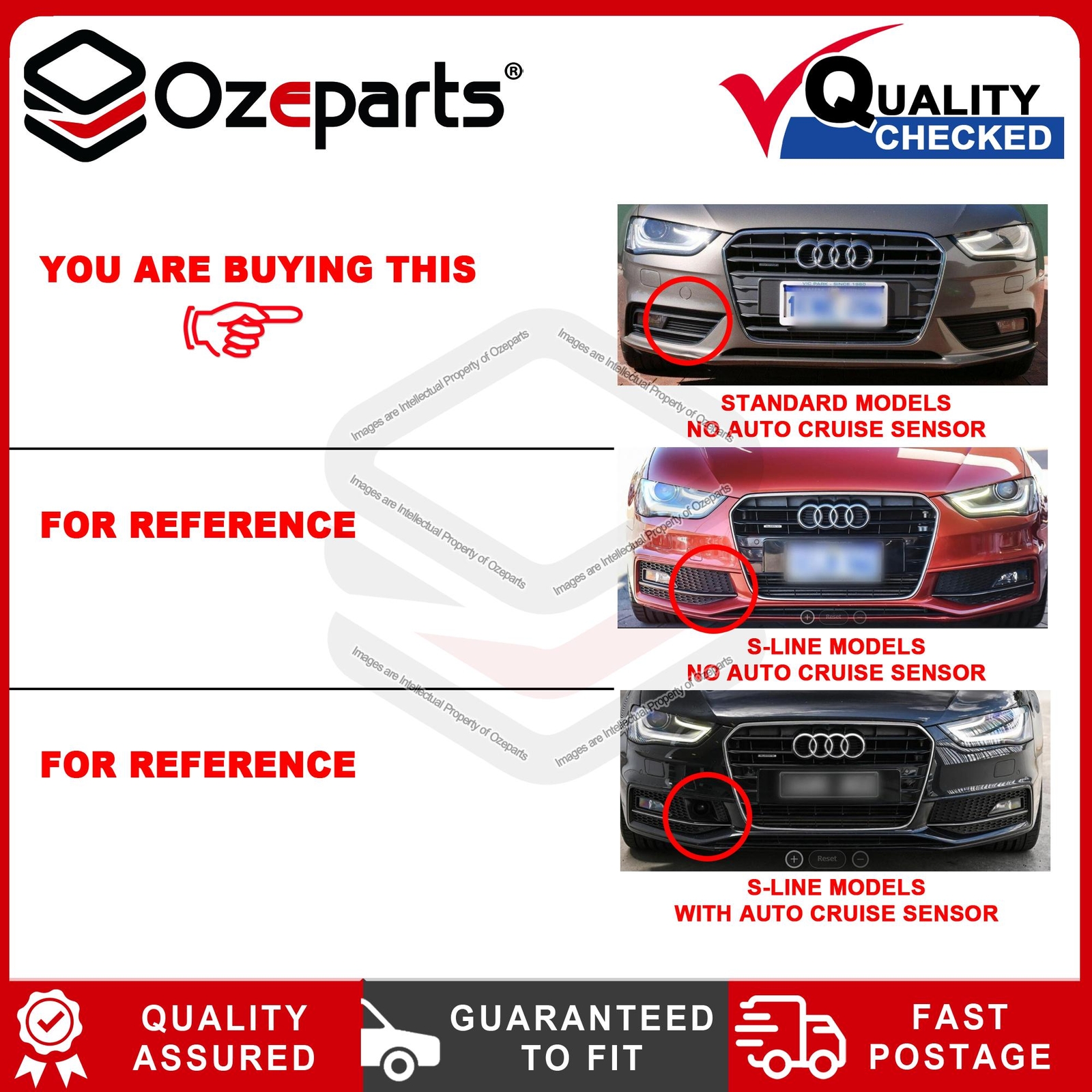 RH Right Hand Fog Light Lamp Cover Bezel For Audi A4 B8 Ser 2 Standard ...