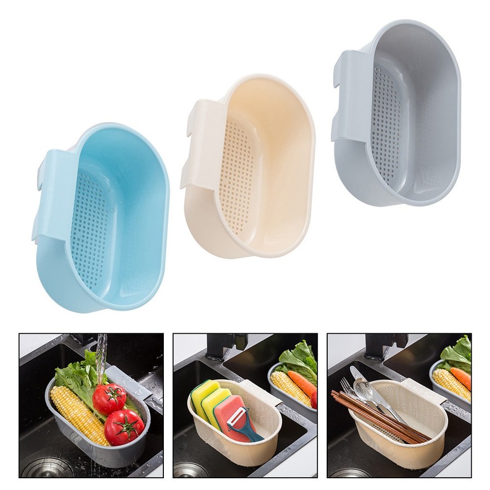 3pcs Plastic Sink Strainer Multi Functional Kitchen Storage Basket ...
