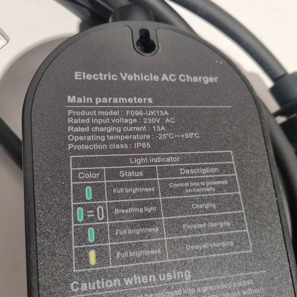 EzGoGo EV Charger Cable Type 2 to 3 Pin Plug ES16A-1P 13A 3kW 6M Car ...