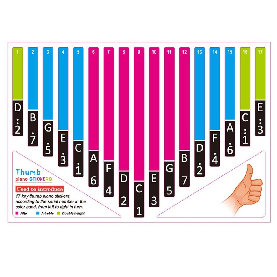 Kalimba Sticker Note Stickers Thumb Piano 17 Keys Colorful Kalimba ...
