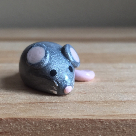 Miniature Year of the Rat Keepsake Polymer Clay Gray Fancy Rat Totem ...