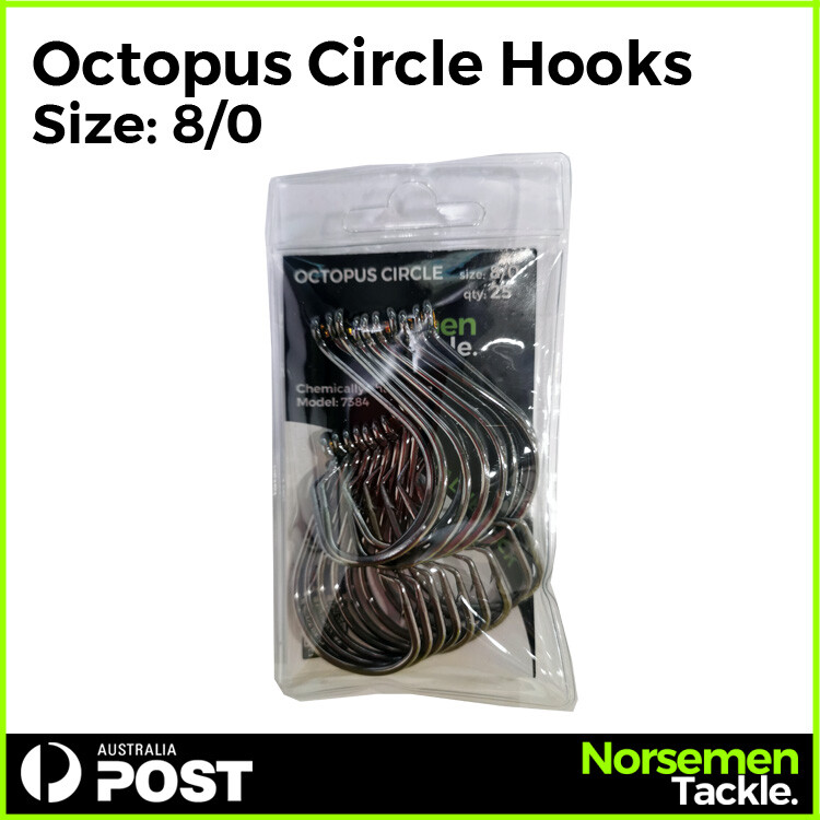 Octopus Circle Hooks, Fishing Hooks, Chemically Sharpened - Norsemen ...