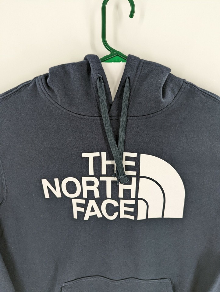 Men's North Face Navy Blue Spell Out Logo Hooded Sweatshirt, Large | eBay