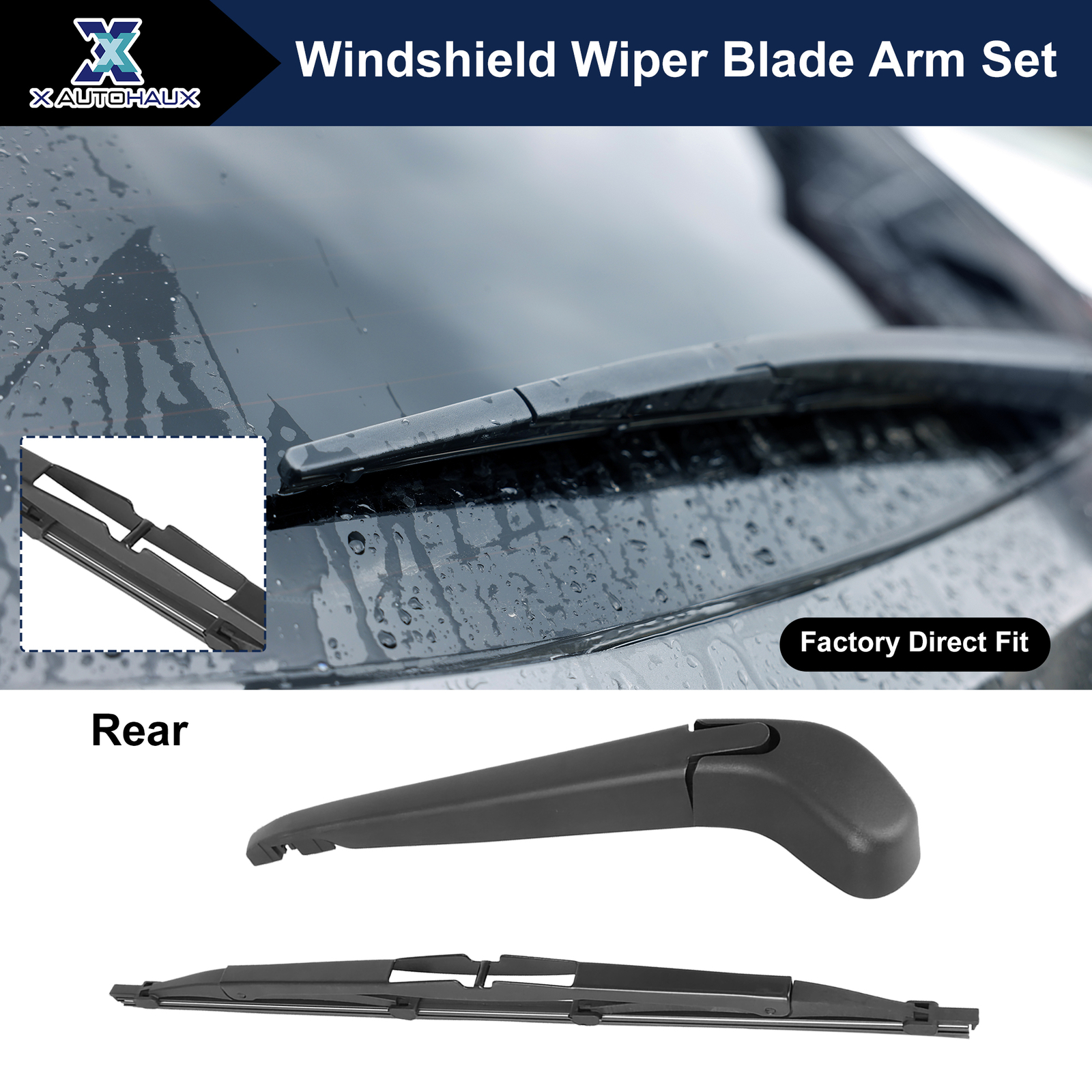 14" Rear Windshield Wiper Blade Arm Set Fit for Volvo V50 2004-2012 ...