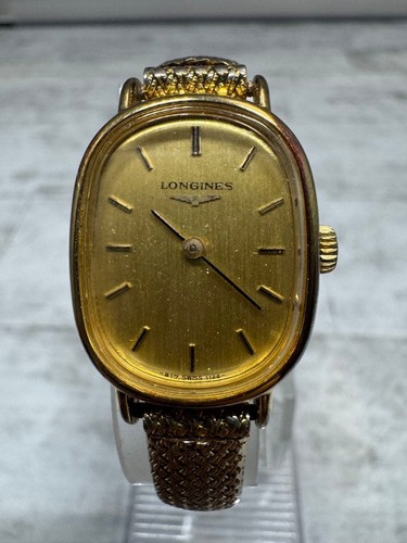 Longines Gold Oval Case Manual Winding Watch Vintage Mesh Band Used | eBay