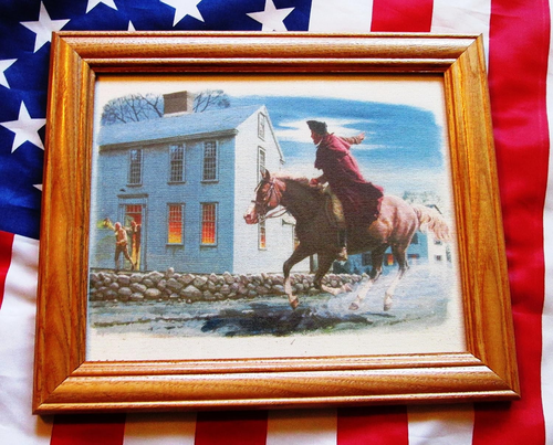 Framed American Revolutionary War Painting on Canvas. PAUL REVERE ...