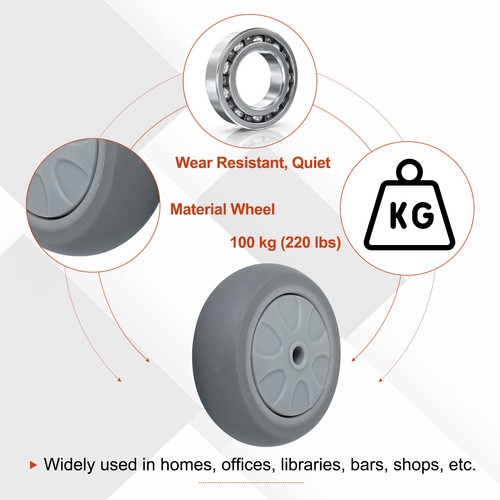 2Pcs 4 Inch Push Cart Wheels TPR Bearings Caster Replacement for Shelf ...