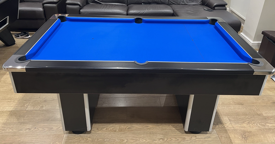 6ft x 3ft Black Ash with blue baize slate pool table | eBay UK